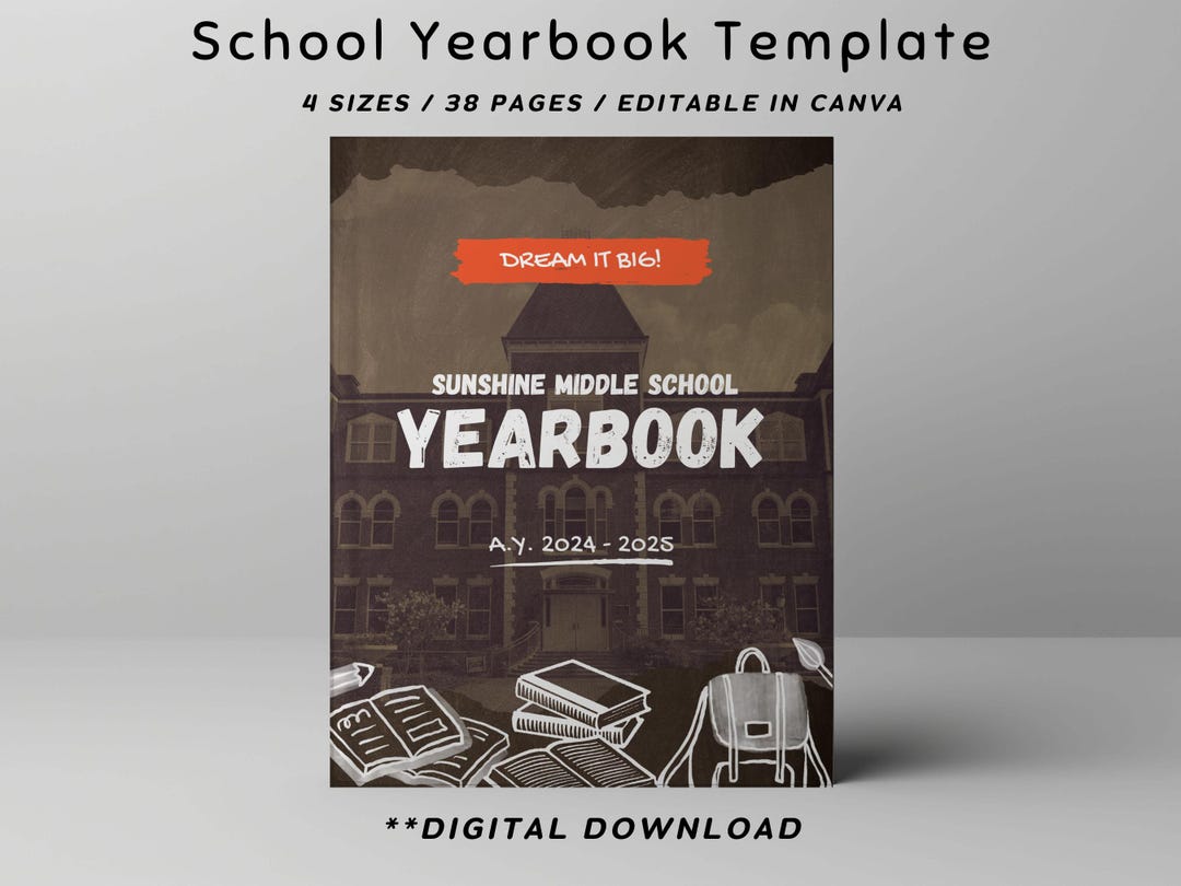 Middle School Yearbook Template, Printable Memory Book, Student ...