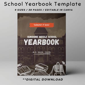 Middle School Yearbook Template, Printable Memory Book, Student ...