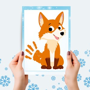 Fox Handprint Art Craft, Printable Winter Handprint Art Craft, Winter ...