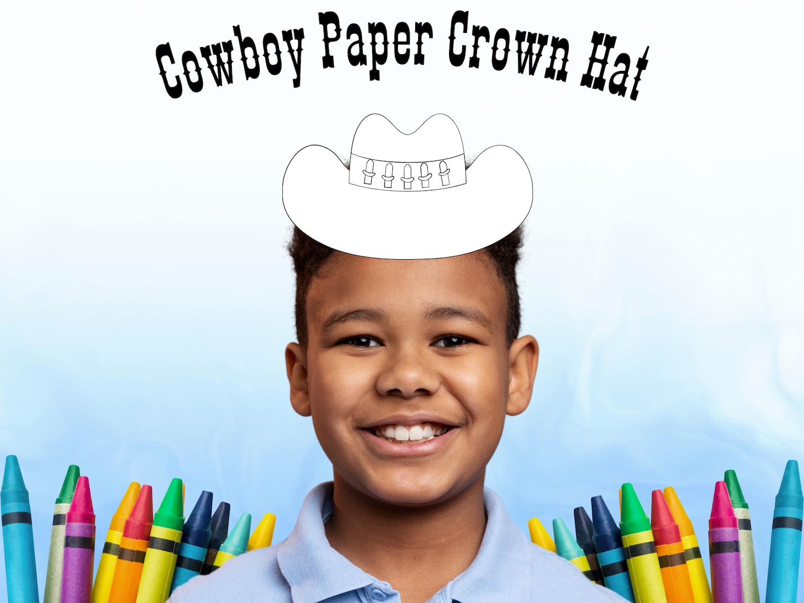 Cowboy Hat Paper Crown, Coloring Craft for Kids, Cowgirl & Cowboy ...