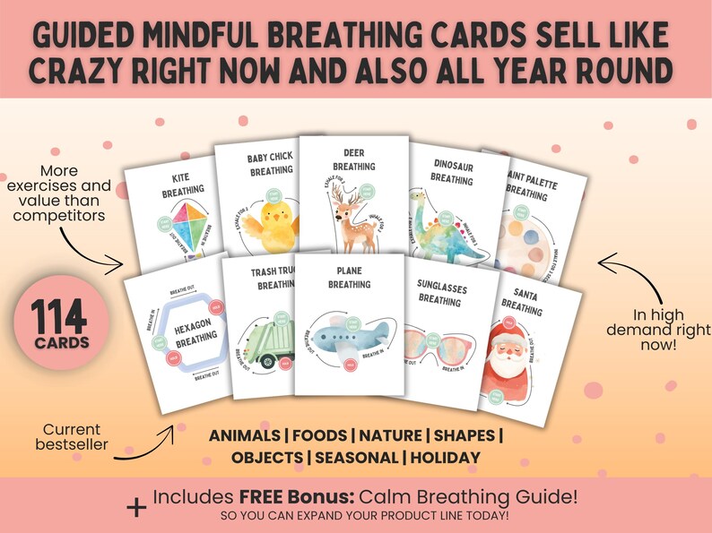 Mindfulness Breathing Exercises for Kids Canva PLR, Calm Down Visual ...