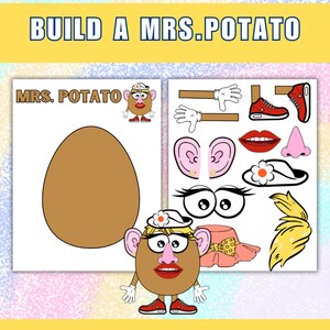 Build A Mr Potato and Mrs Potato Craft, Accessories Dress up Paper Doll ...