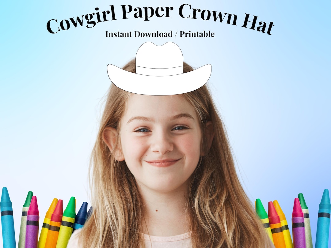 Cowgirl Hat Paper Crown, Kids Coloring Craft, Cowgirl & Cowboy Activity ...