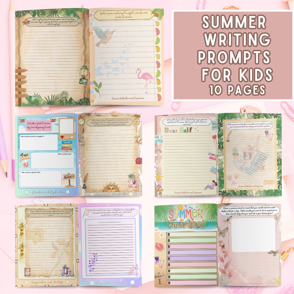 Summer Journal Writing Prompts, Summer Time Kids Journal Writing ...
