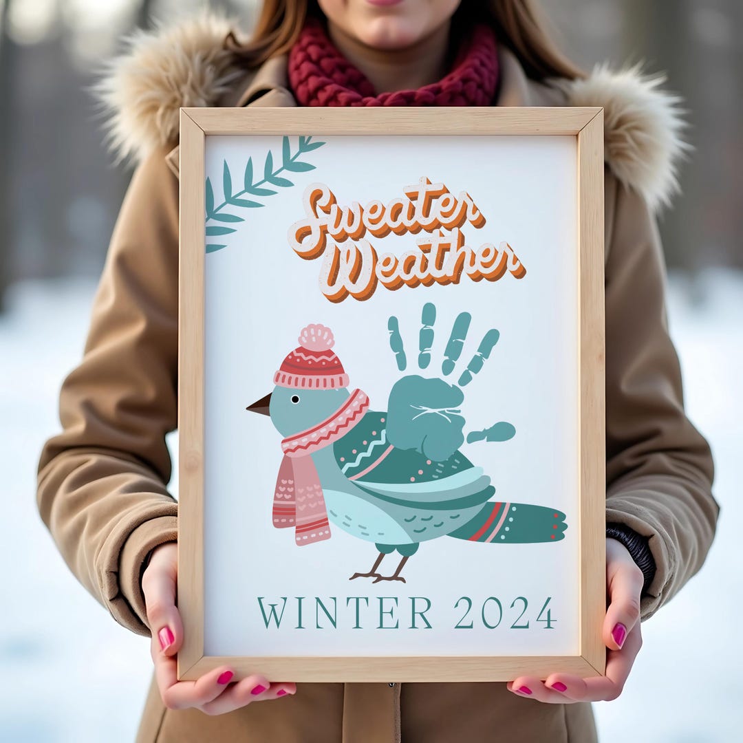 Sweater Weather Handprint, Winter Handprint Craft, Printable Winter ...