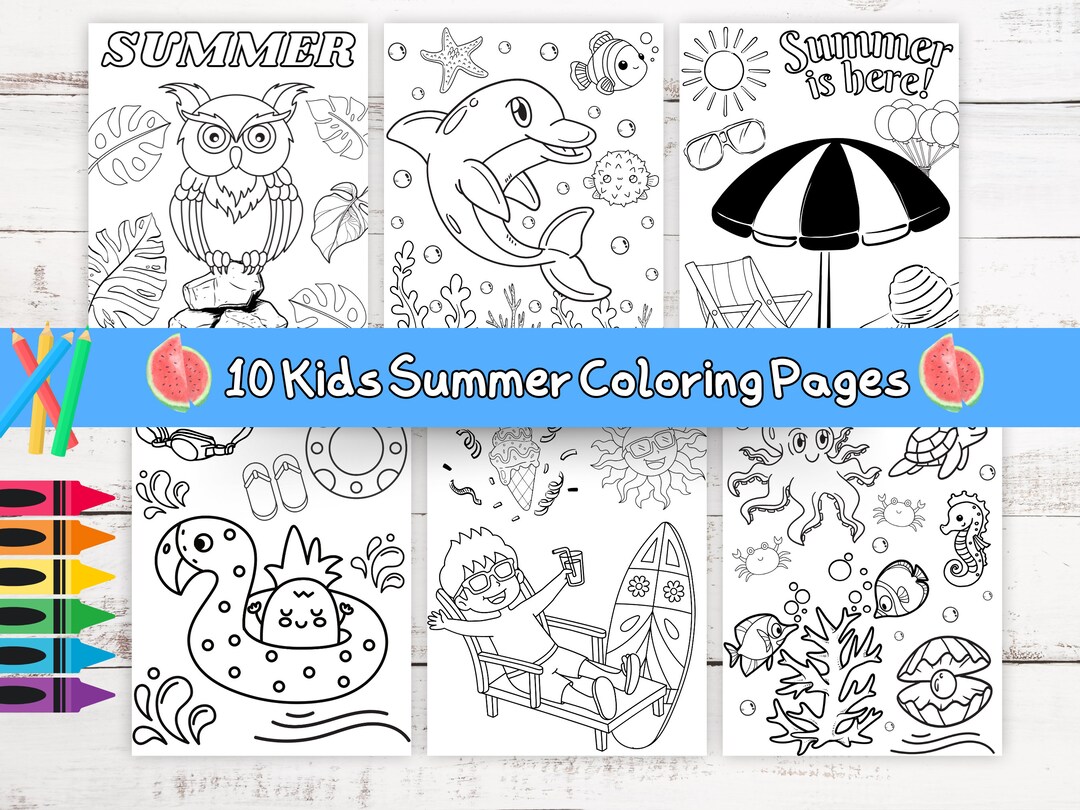 Kids Summer Coloring Pages, Summer Activity Coloring, Summer Coloring ...