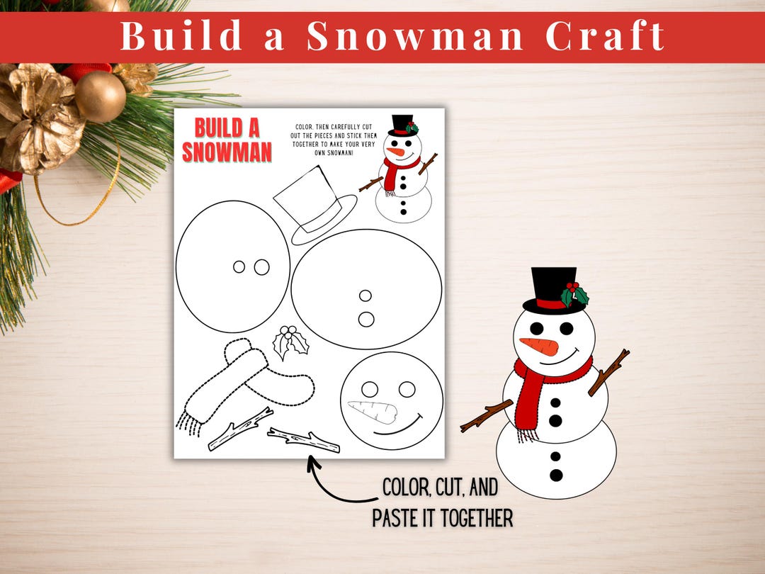 Build a Snowman Craft, Winter Kids Craft, Christmas Activity Printable ...