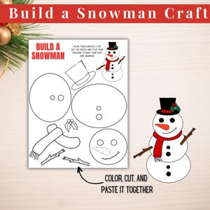 Build a Snowman Craft, Winter Kids Craft, Christmas Activity Printable ...