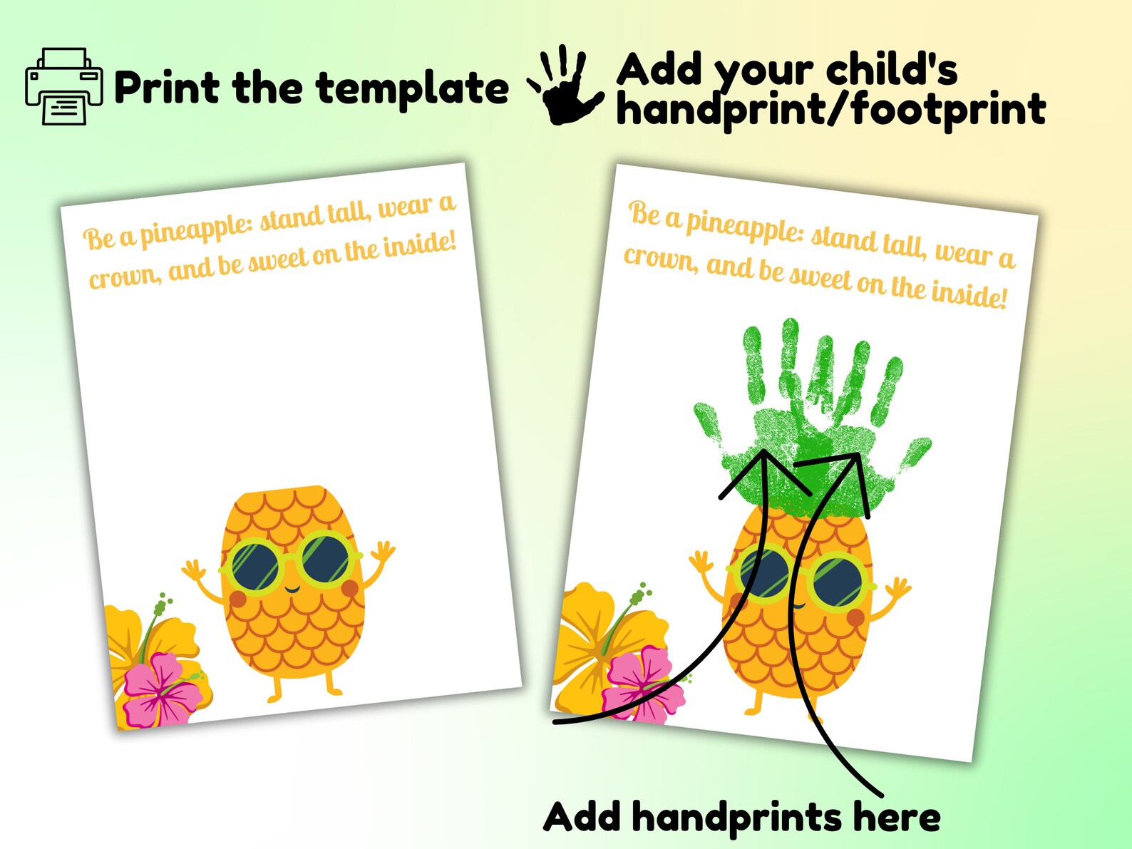 Summer Handprint Art, Pineapple Craft Template, Be a Pineapple Print ...