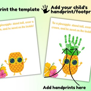 Pineapple Handprint Craft Kids Printable, Be a Pineapple, Summer ...