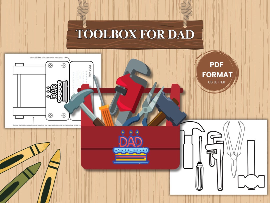 Father's Day Toolbox Card Making Kit, Coloring Tool Box Gift for Dad ...