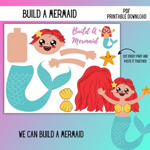 Build a Mermaid Craft, Mermaid Coloring Craft for Kids, Mermaid ...