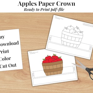 Apples Paper Crown Template, Thanksgiving Autumn Fall Party Craft ...