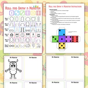 Roll and Draw a Monster Game, Printable Halloween Dice Game, Preschool ...