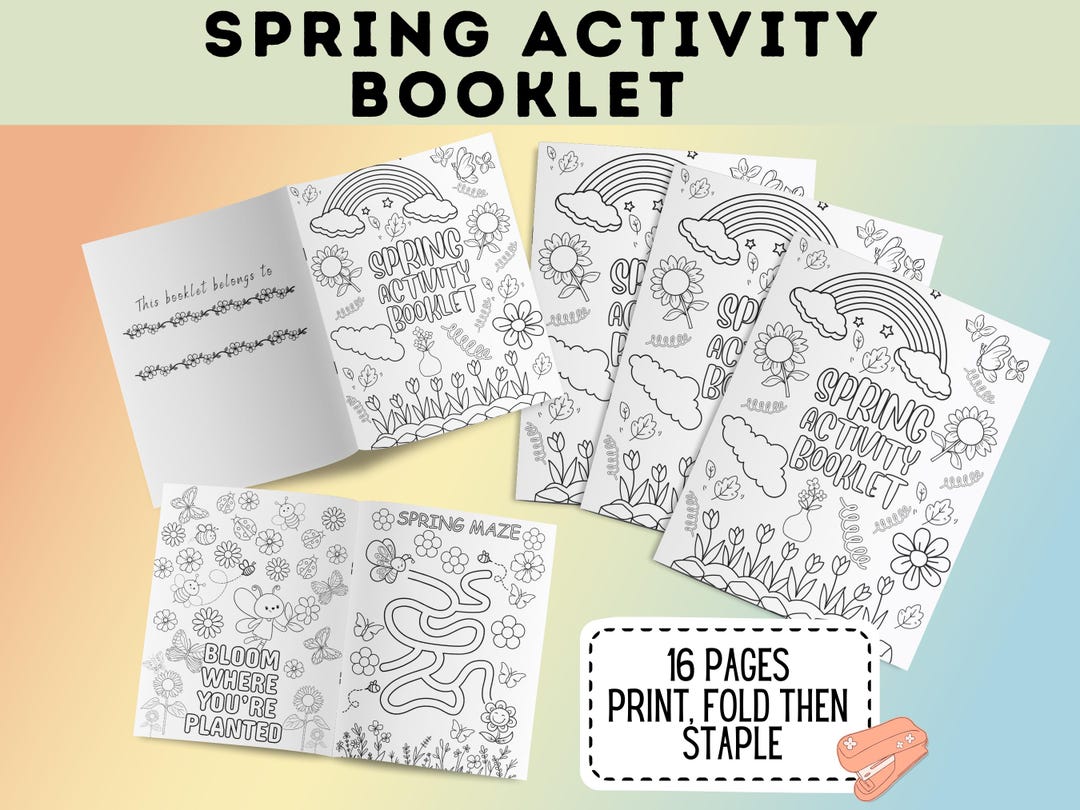 Spring Activity Book, Printable Spring Activities Kids, Spring Coloring ...