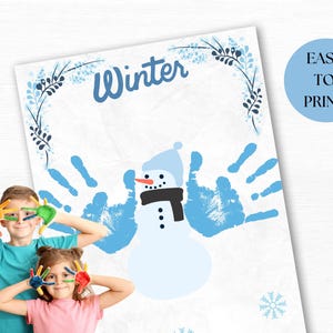 Winter Handprint Art Craft, Memory Baby Art Snowman Keepsake, Preschool ...