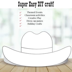 Cowgirl Hat Paper Crown, Kids Coloring Craft, Cowgirl & Cowboy Activity ...