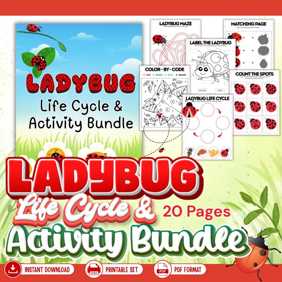 Ladybug Life Cycle Printable Activity Bundle, Ladybug Worksheets for ...