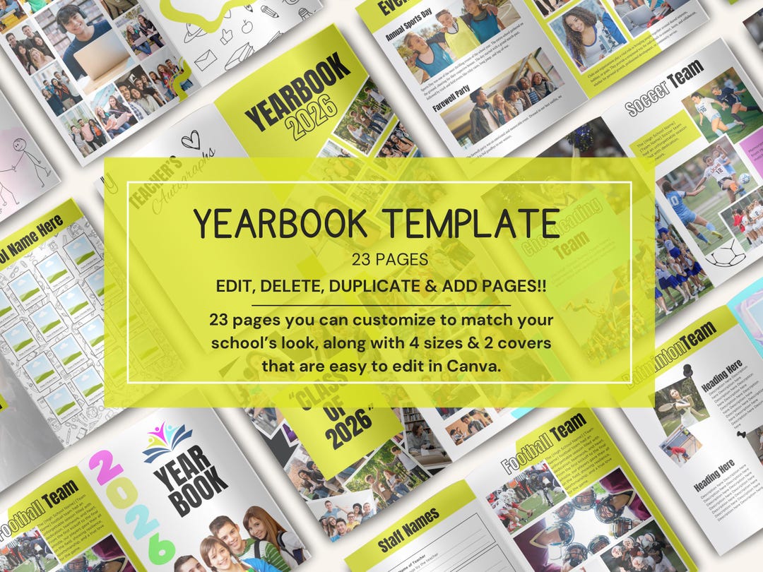Editable School Yearbook Template, Senior Memory Collage Layout Canva ...