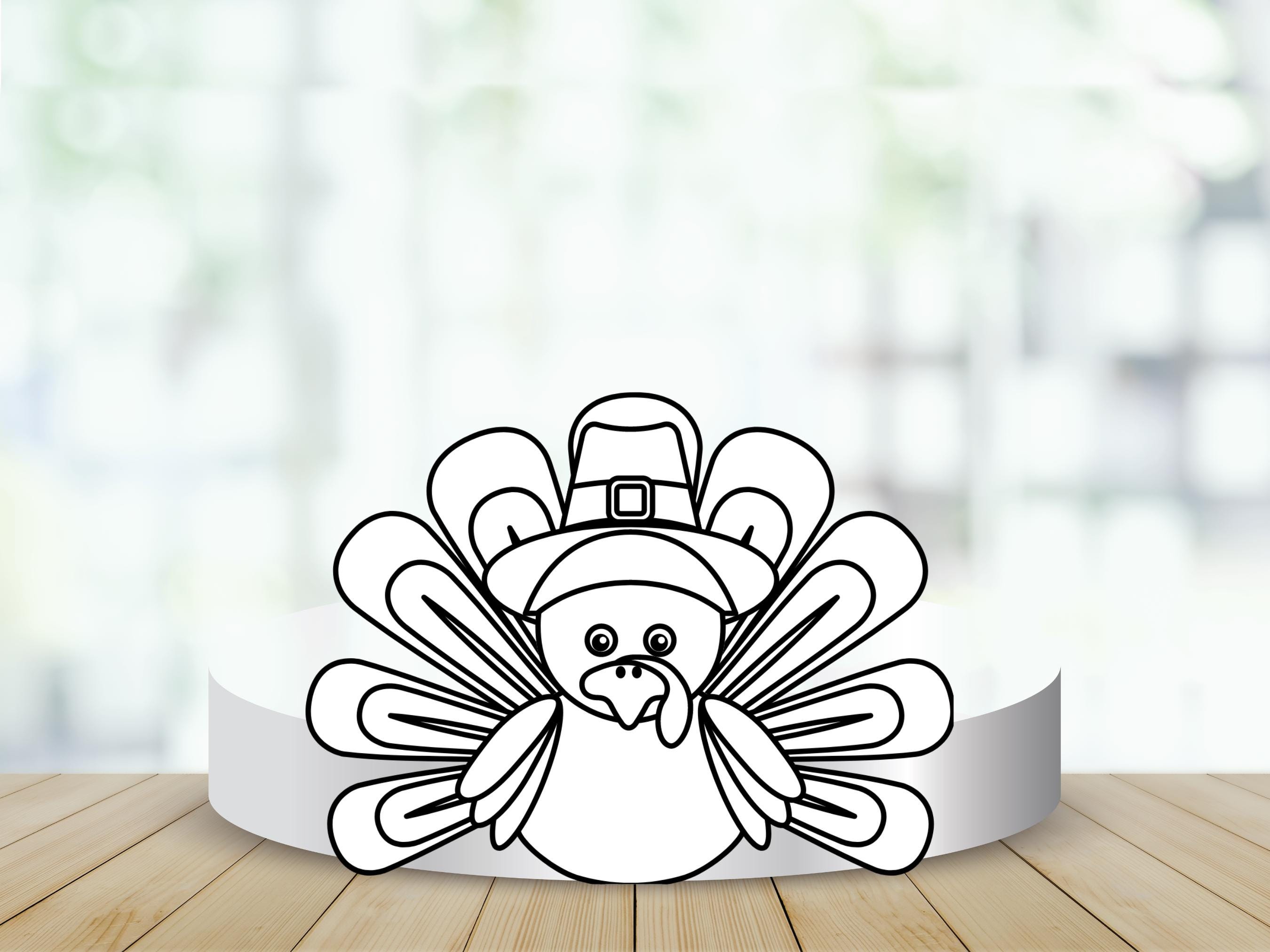 Turkey Paper Crown Template, Printable Kids Thanksgiving Craft, Holiday ...