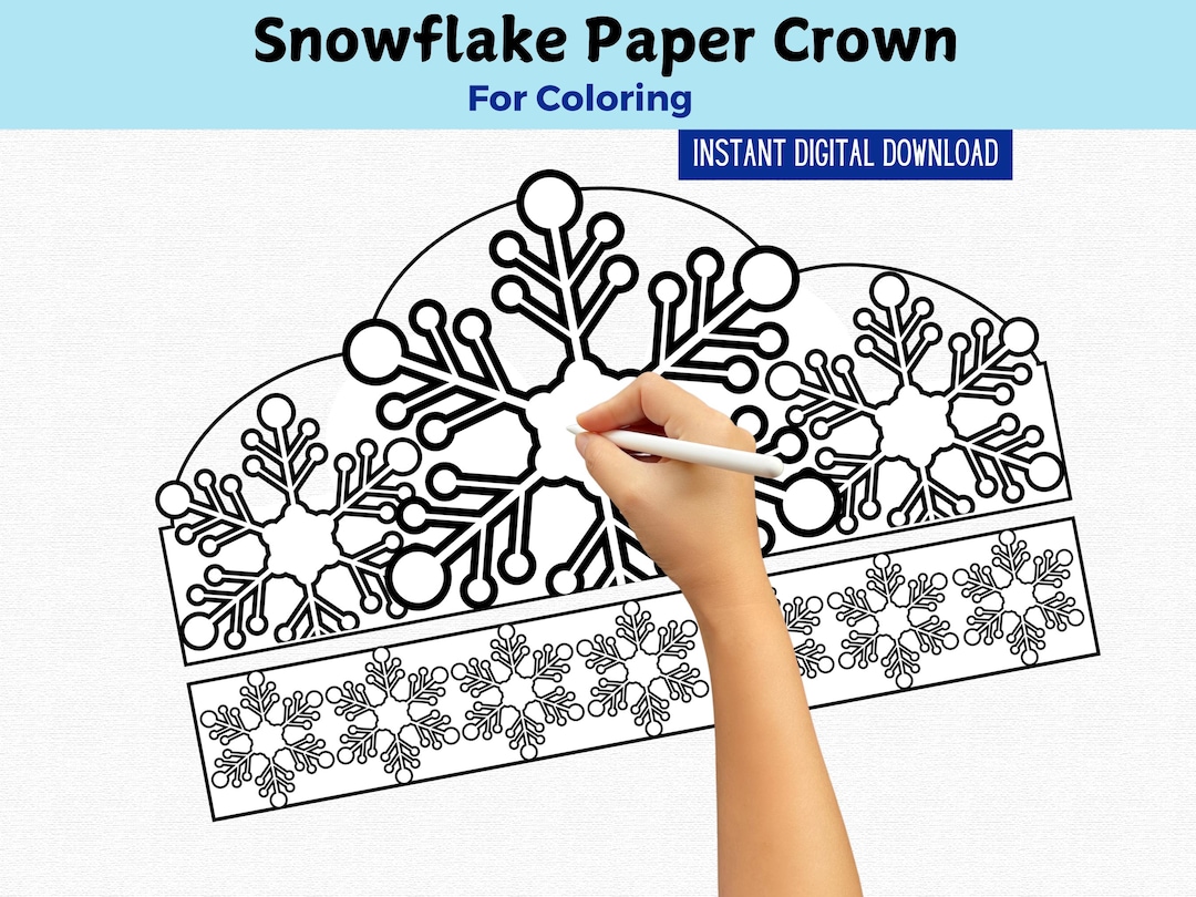 Snowflake Paper Crown Template, Printable Winter Paper Crown, Winter ...