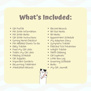 Cat Care Planner, Printable Cat Care Binder, Cat Checklist Pet Tracker ...