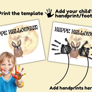 Halloween Bat Handprint Art, Printable Halloween Craft, Baby First ...