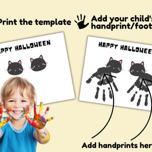 Halloween Black Cat Handprint Art, Printable Halloween Craft, Baby ...
