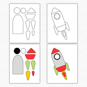 Build a Rocket Cut & Paste Kid Craft Printable, Space Rocket Craft ...