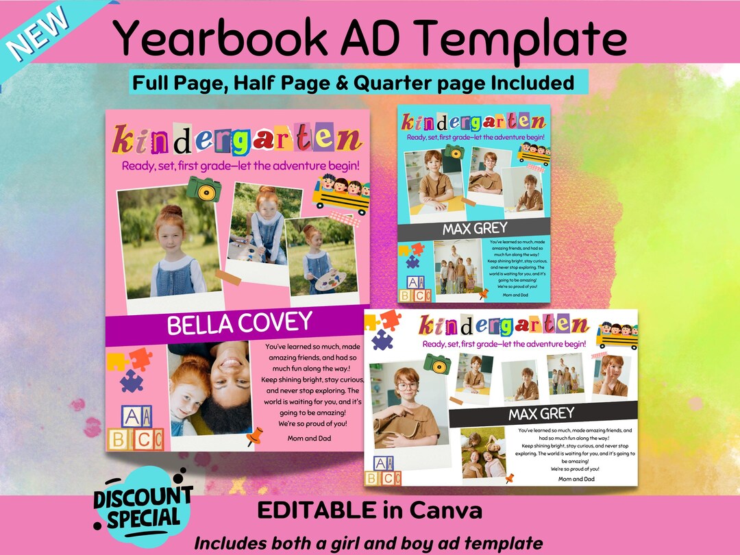 Kindergarten Yearbook Ad Template, Kindergarten Graduation Full Page ...