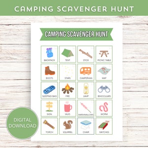 Camping Scavenger Hunt Game, Outdoor Treasure Hunt Printable, Kids ...