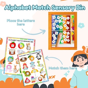 Alphabet Sensory Bin Cards, Alphabet Matching Activity, Learning ...