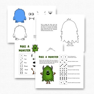 Roll & Draw a Monster Printable, Roll and Draw Activity, Preschool ...