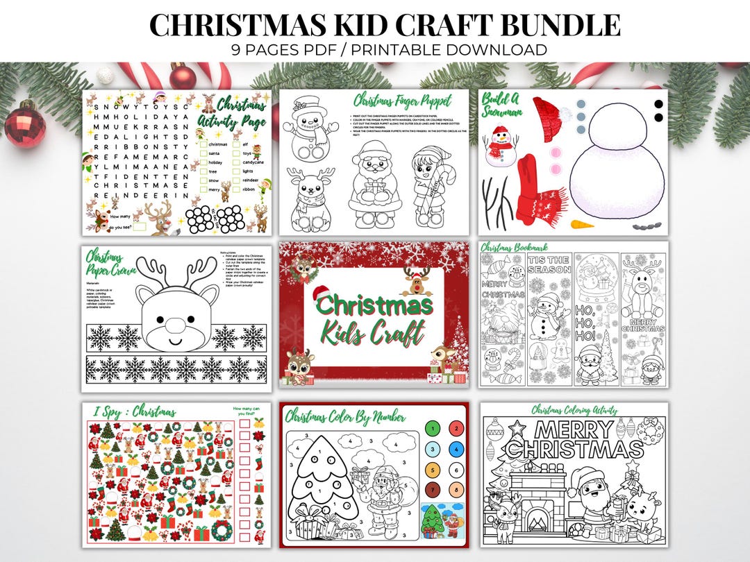 Christmas Kids Craft Bundle, Holiday Activity Pages, Coloring Sheet, I ...