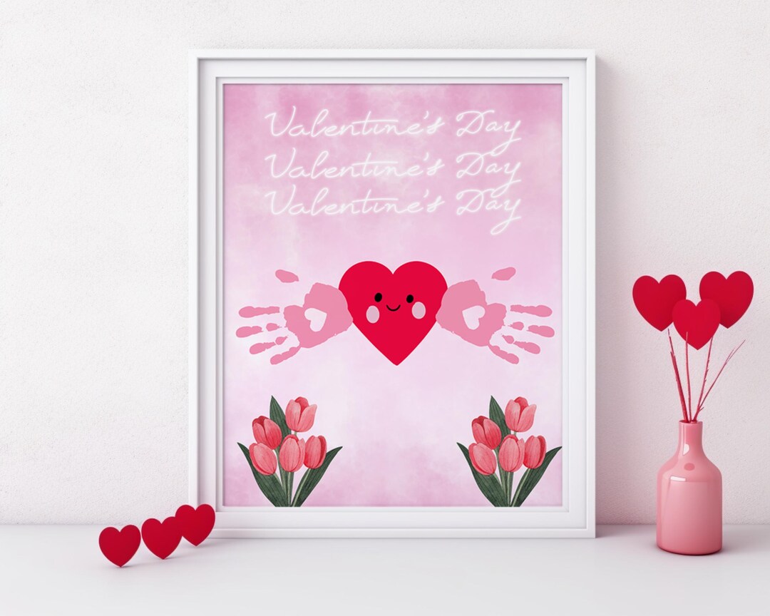 Valentines Handprint Art, Printable Valentines Day Handprint Craft ...