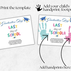 Last Day of School Handprint Art Craft, Kindergarten Preschool ...