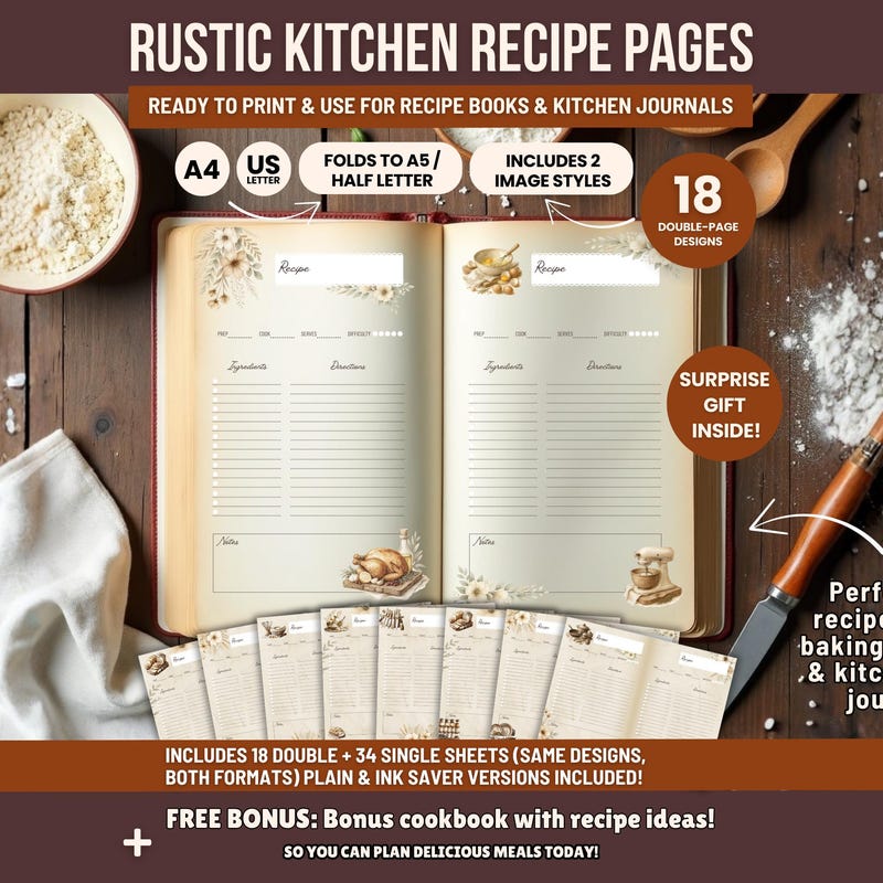 Rustic Recipe Cards - Etsy
