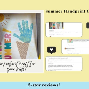 Summer Handprint Art Printable, Ice Cream Cone Craft, Baby Keepsake ...