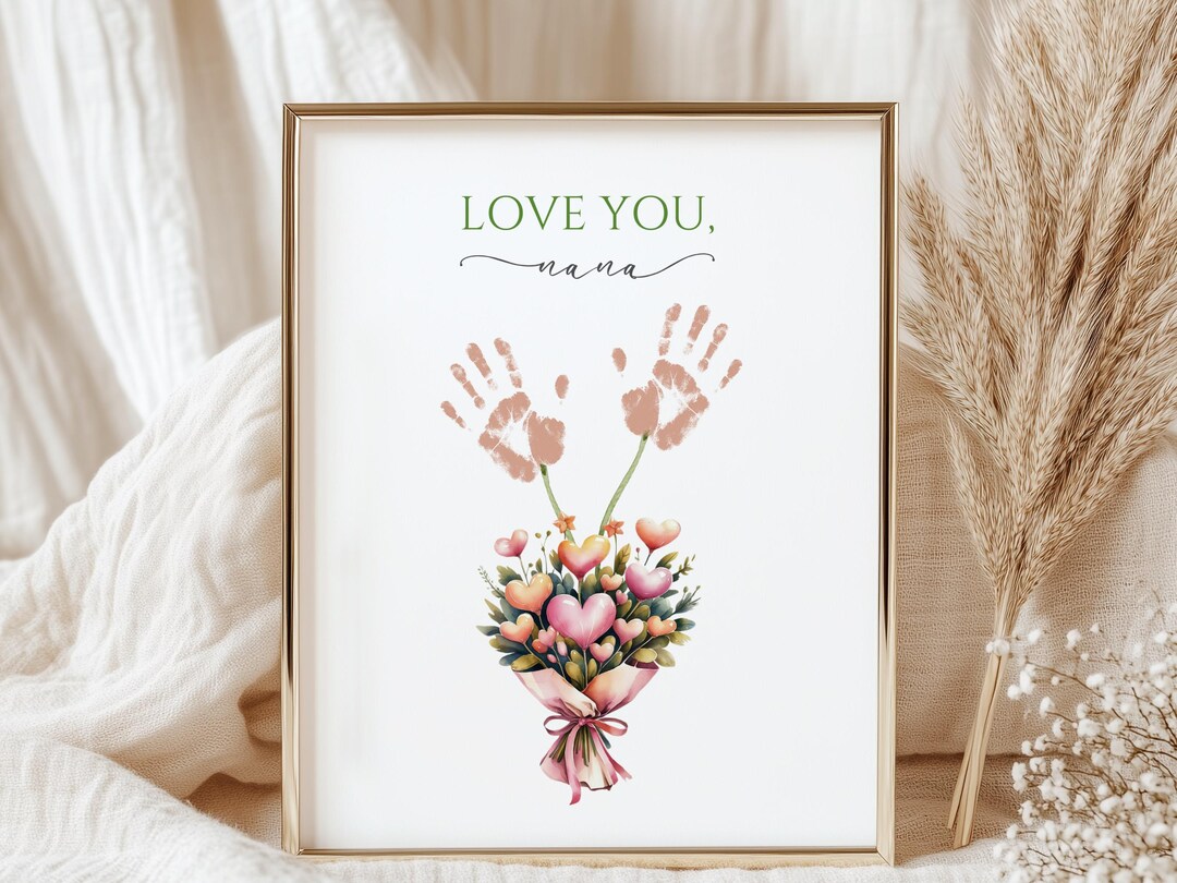 Nana Handprint Art, Gift for Grandma, Valentines Handprint Craft, Gift ...