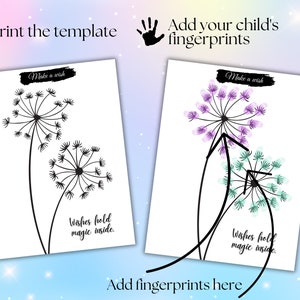 Fingerprint Dandelion Art Craft, Wishes Handprint Craft, Keepsake DIY ...