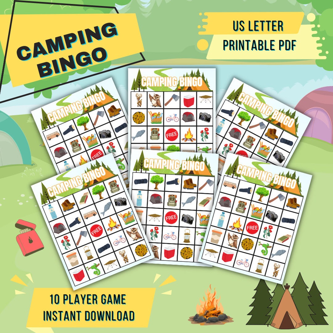 Summer Camping Bingo Cards, Camping Party Game, Printable Camping Games ...
