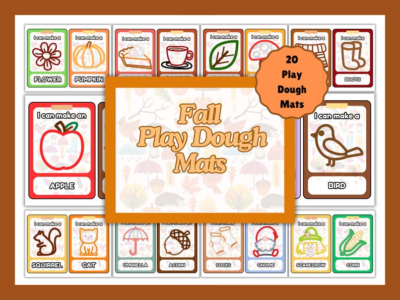 Fall Play Dough Mats, Printable Playdough Kit, Autumn Preschool ...