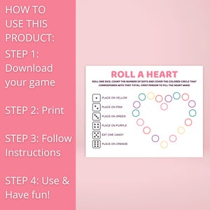 Valentine's Roll a Heart Game Printable, Valentine Party Game ...