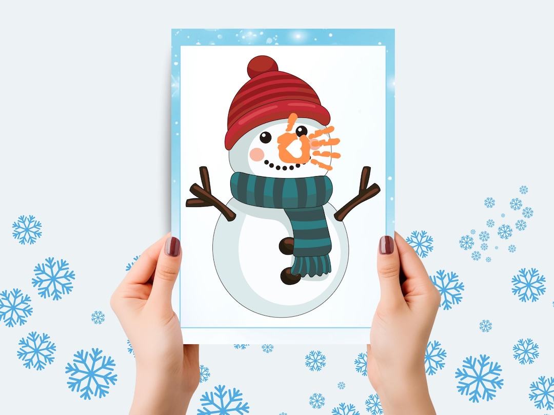 Snowman Handprint Craft Template, Winter Handprint Art Template ...