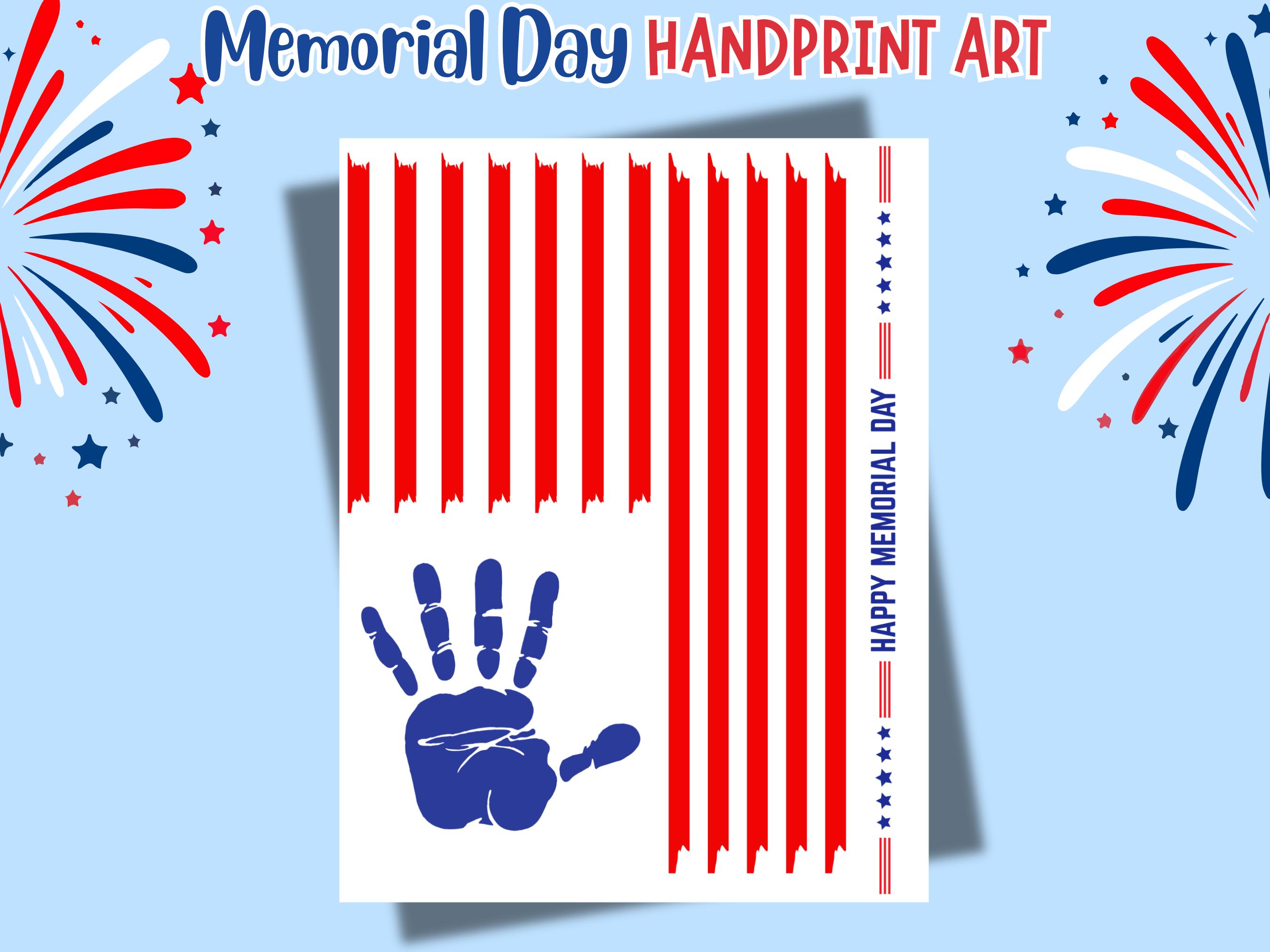 Happy Memorial Day Handprint Craft, Patriotic Handprint Art Keepsake ...