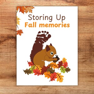 Fall Footprint Art, Squirrel Handprint Craft, Printable Autumn Craft ...