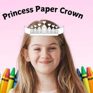 Princess Paper Crown, Princess Coloring Craft, Printable Kids Craft ...