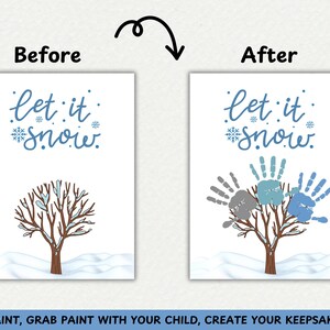 Let It Snow Handprint Craft, Printable Winter Handprint Art, Christmas ...