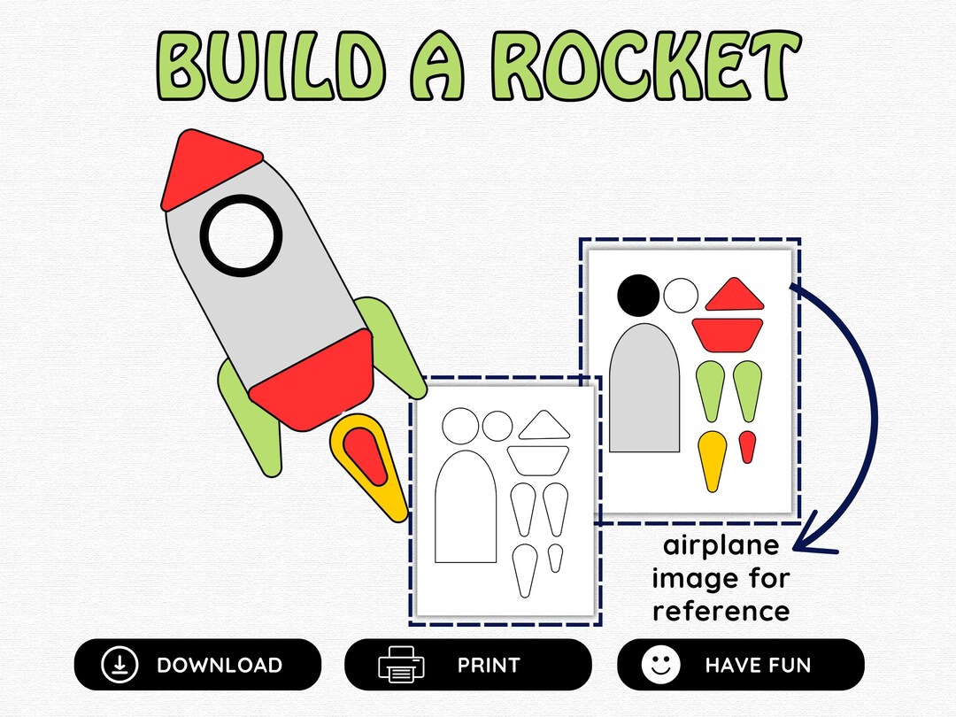 Build a Rocket Cut & Paste Kid Craft Printable, Space Rocket Craft ...