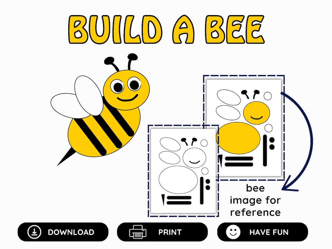 Build a Bee Cut & Paste Kid Craft, Bee Craft Printable Template, Bee ...